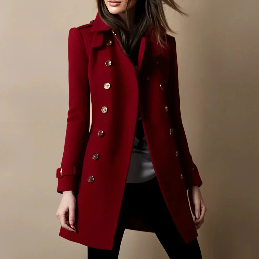 Dolène - Elegantní Dlouhý Zapínací Kabát